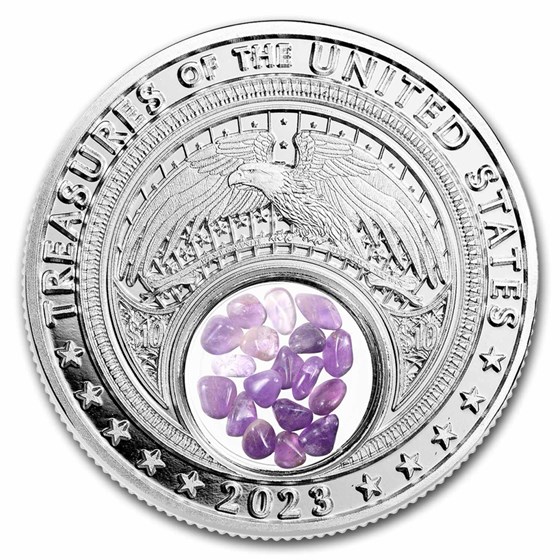2023 1 oz Silver Treasures South Carolina Amethyst (Colorized)