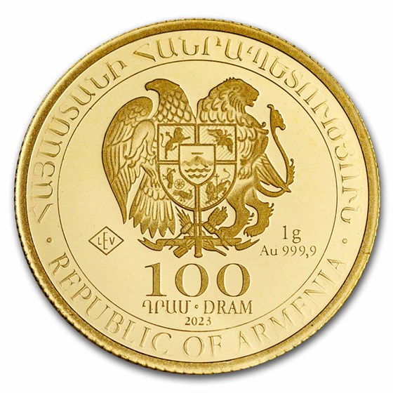 Buy 2023 Armenia 1 gram Gold 100 Dram Noah's Ark BU (Capsule Only) | APMEX