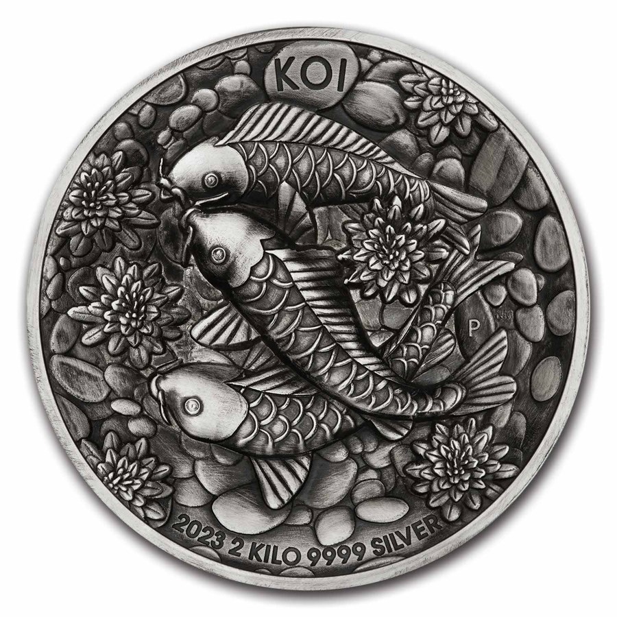 Buy 2023 Australia 2 kilo Silver Antiqued Koi Fish (HR) | APMEX