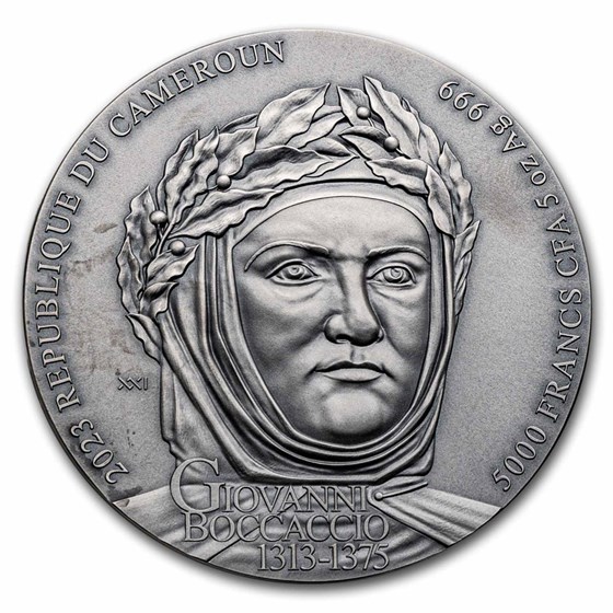 Buy 2023 Cameroon 5 oz Silver Giovanni Boccaccio: The Decameron | APMEX