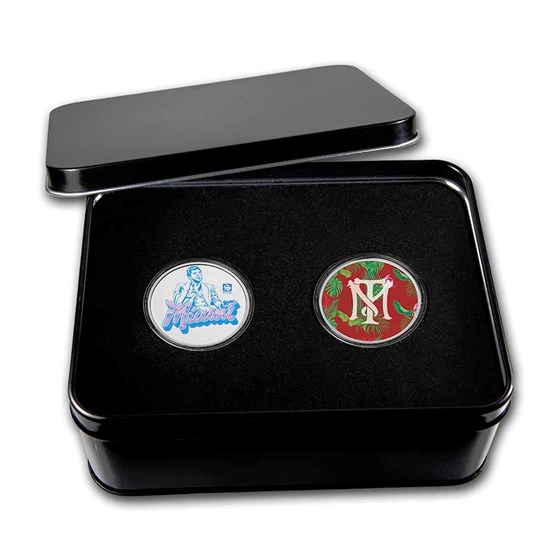 Buy 2023 Chad 1 oz Silver Colorized Scarface Miami 2-Coin Set | APMEX