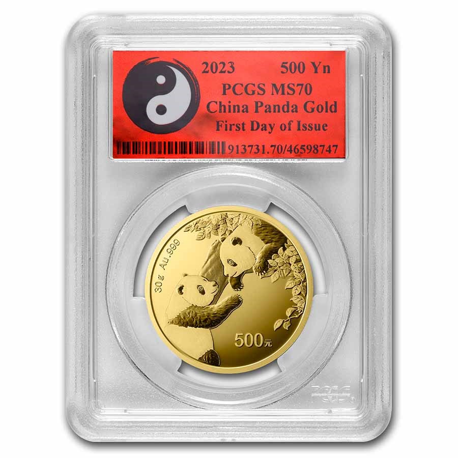 Buy 2023 China 30 gram Gold Panda MS-70 PCGS (FDI, Yin-Yang) | APMEX