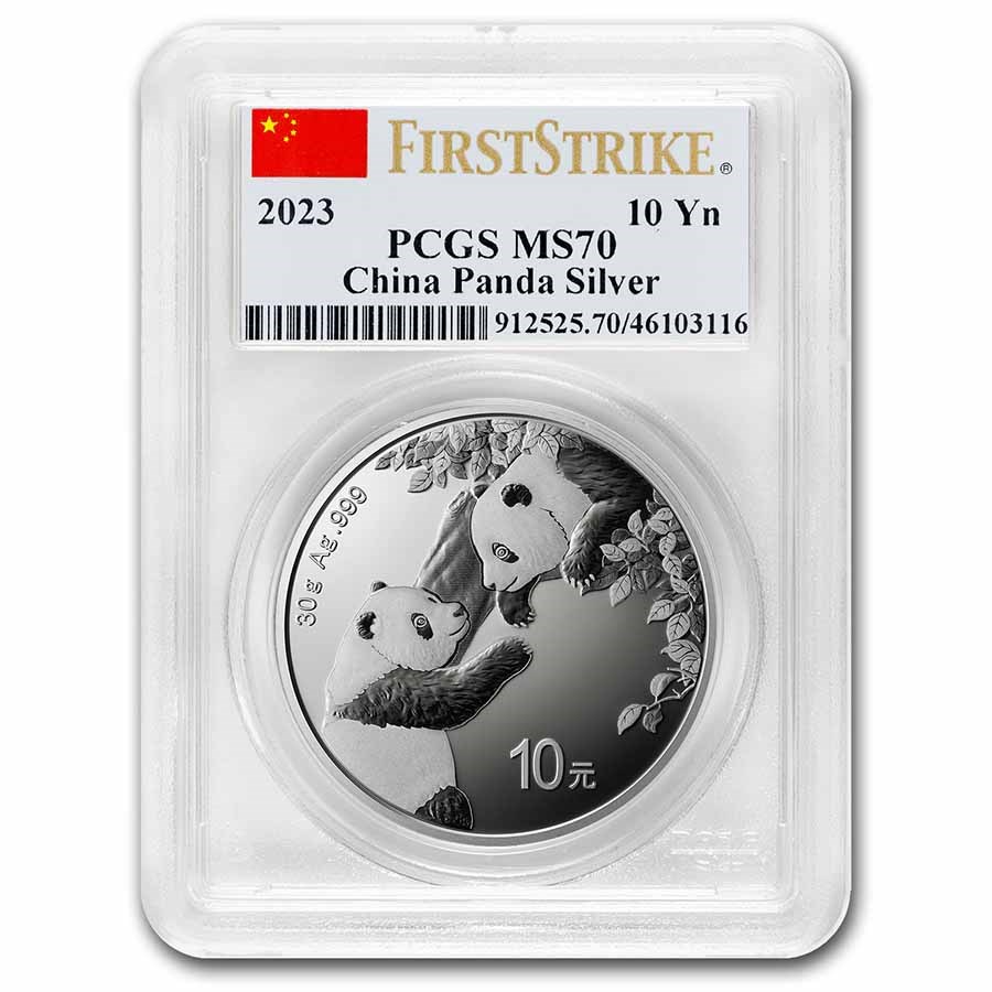 Buy 2023 China 30 gram Silver Panda MS-70 PCGS (FS, Flag Label) | APMEX