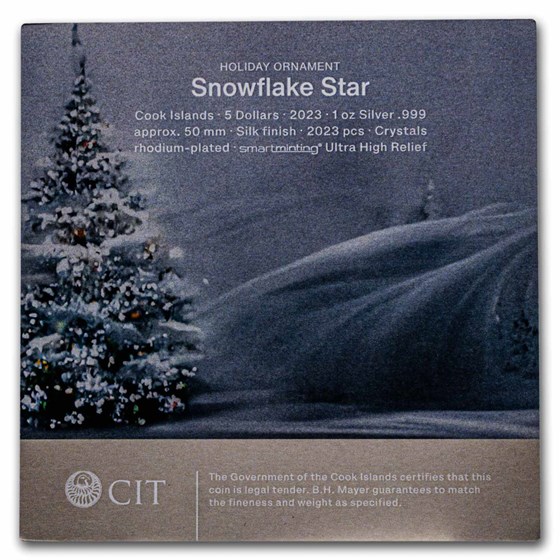 Buy 2023 Cook Islands 1 oz Silver Holiday Ornament: Snowflake Star | APMEX