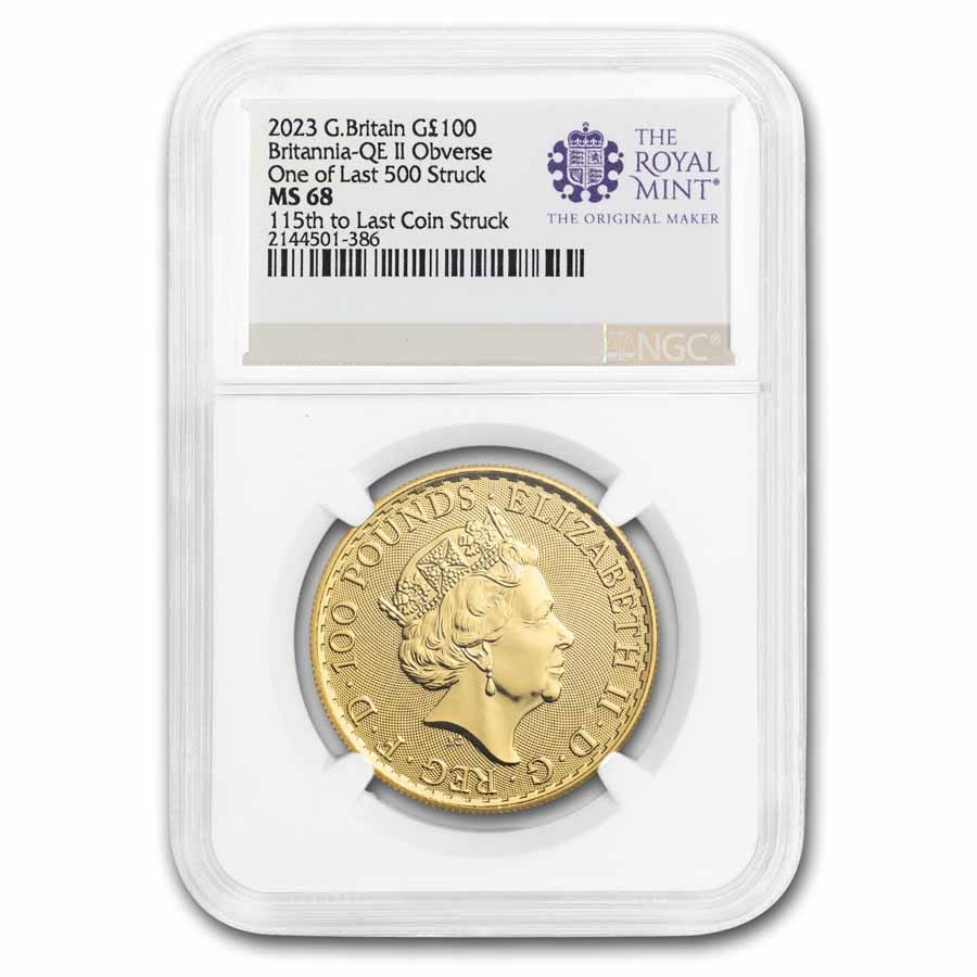 2023 GB 1 oz Gold Britannia NGC MS-68 One of First 500 (Queen)