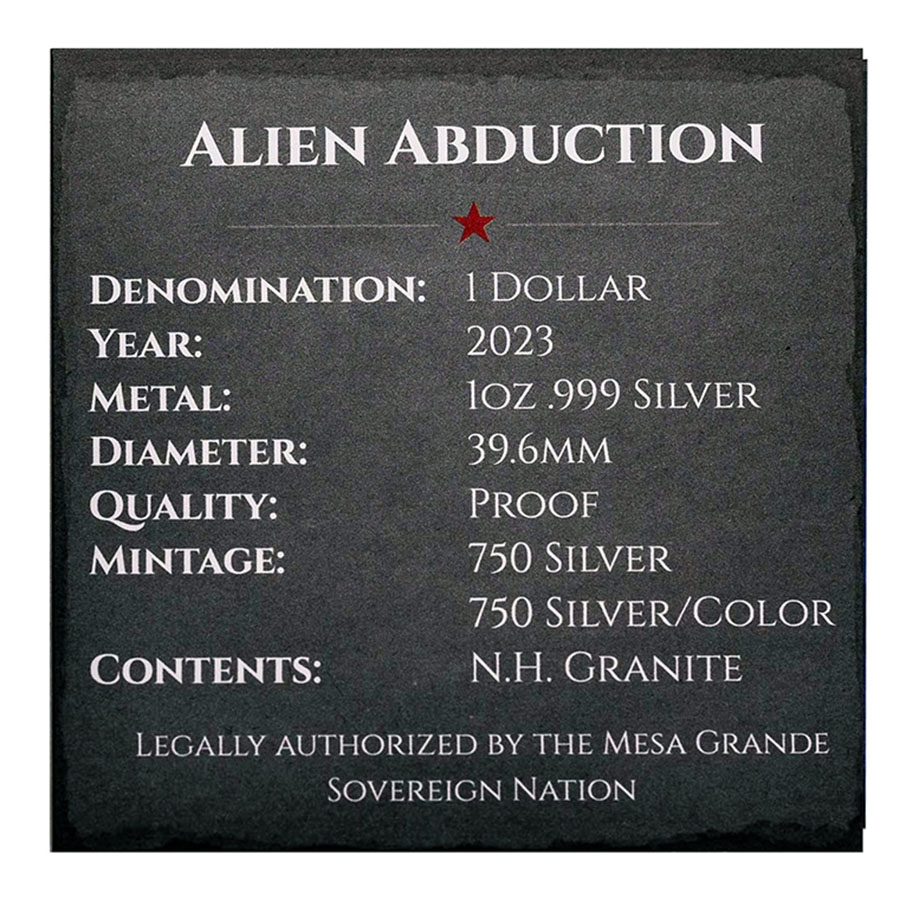 APMEX - 2023 Mesa Grande 1 oz Silver Alien Abduction Colorized Proof
