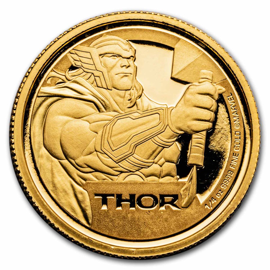 Buy 2023 Niue 1/4 oz Gold Coin $25 Marvel: Thor™ (Box & COA) | APMEX Buy 2023 Niue 1/4 oz Gold Coin $25 Marvel: Thor™ (Box & COA) | APMEX
