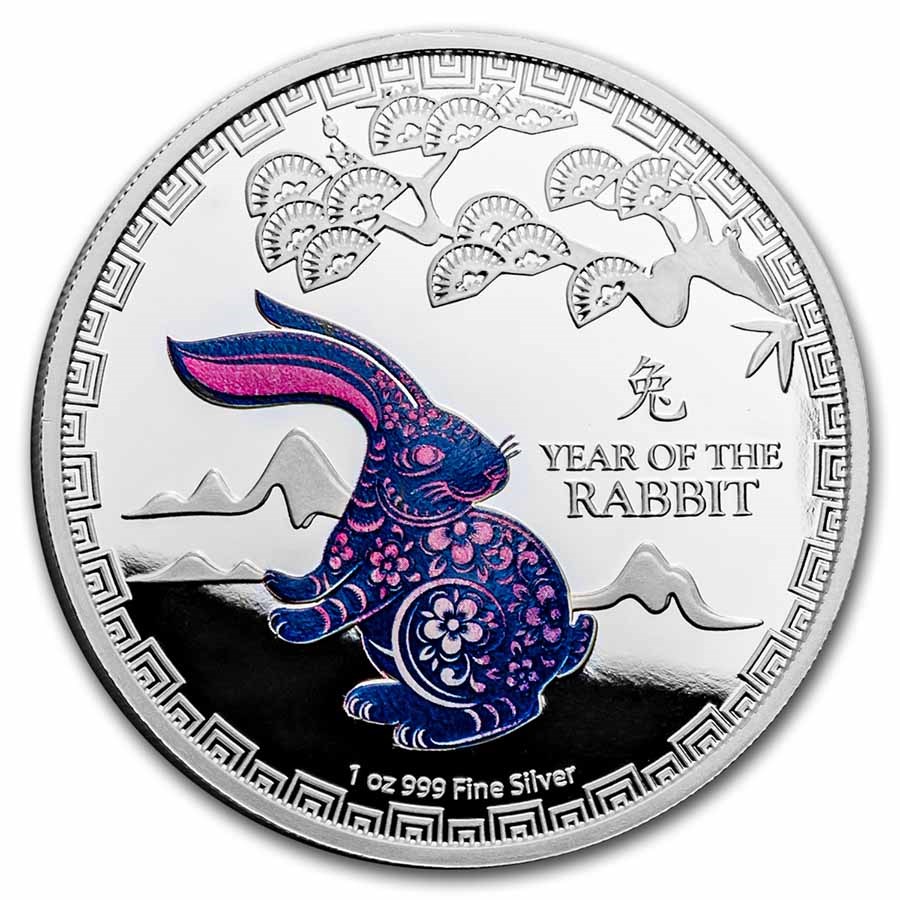 Buy 2023 Niue 1 oz Silver $2 Colorized Lunar Year of the Rabbit Proof ...