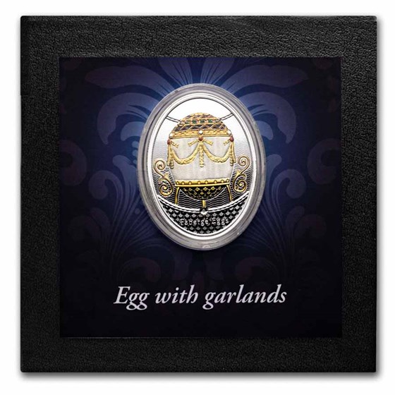 2023 Niue Silver Faberge Eggs: Cradle with Garlands