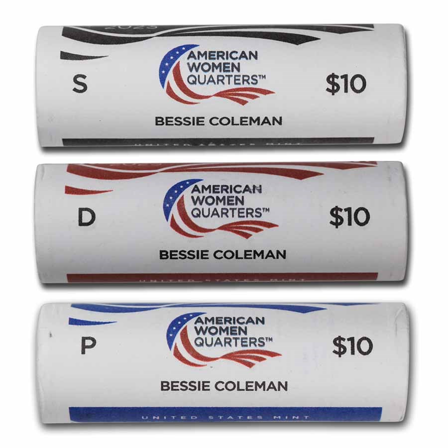 Buy 2023-PDS Bessie Coleman American Women Qtr 40-Coin (3 Roll Set)BU ...