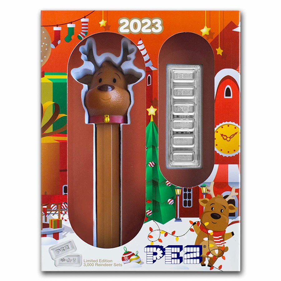 Buy 2023 PEZ 6x5 gram Silver Wafers Set w/Reindeer | APMEX
