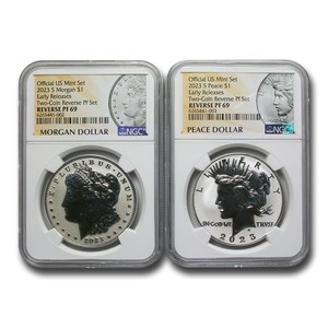 2023-S Morgan & Peace Dollar Reverse Proof Set PF-69 NGC (ER)