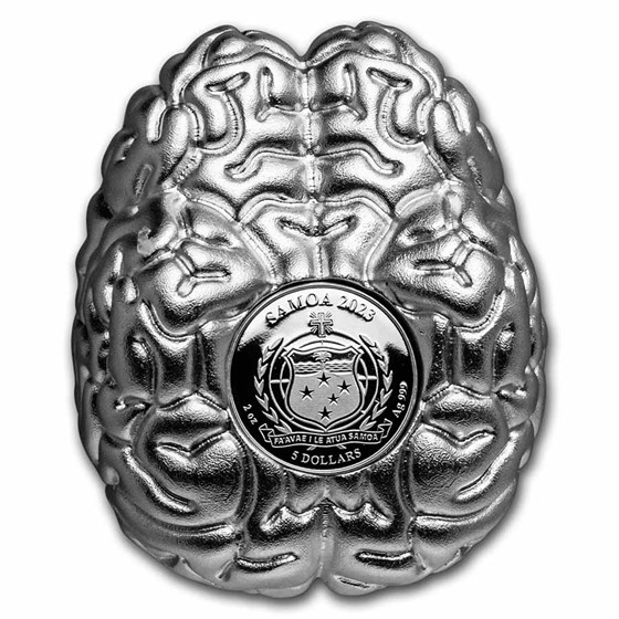 Buy 2023 Samoa 2 oz Silver The Brain 3D Shaped Coin | APMEX