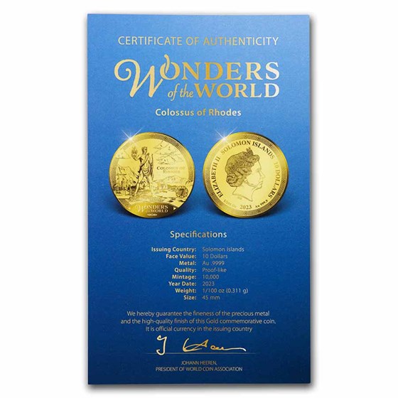 Buy 2023 Solomon Islands 1/100 oz Gold Colossus of Rhodes | APMEX