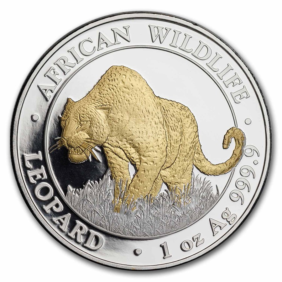 Buy 2023 Somalia 1 oz Silver African Wildlife Leopard (Gilded) | APMEX