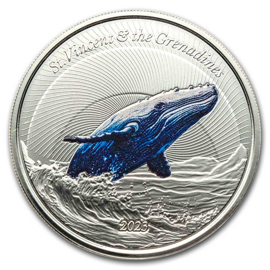 2023 St Vincent And Grenadines 1 Oz Silver Humpback Colorized