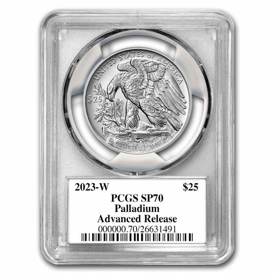 2023-W 1 oz Burnished Palladium Eagle SP-70 PCGS (AR, Black)