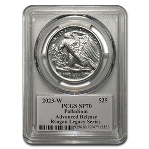 2023-W 1 oz Burnished Palladium Eagle SP-70 PCGS (AR, Reagan)