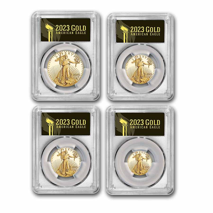 Buy 2023-W 4-Coin Proof Gold Eagle Set PR-70 PCGS (First Day, Black ...