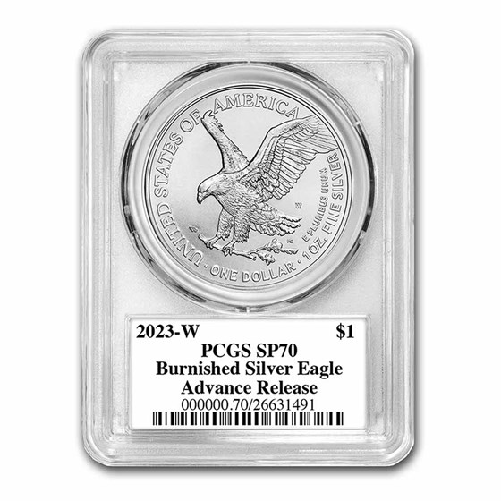 Buy 2023-W Burnished Silver Eagle MS-70 PCGS (AR, Damstra) | APMEX