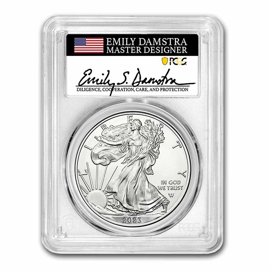 Buy 2023-W Burnished Silver Eagle MS-70 PCGS (AR, Damstra) | APMEX
