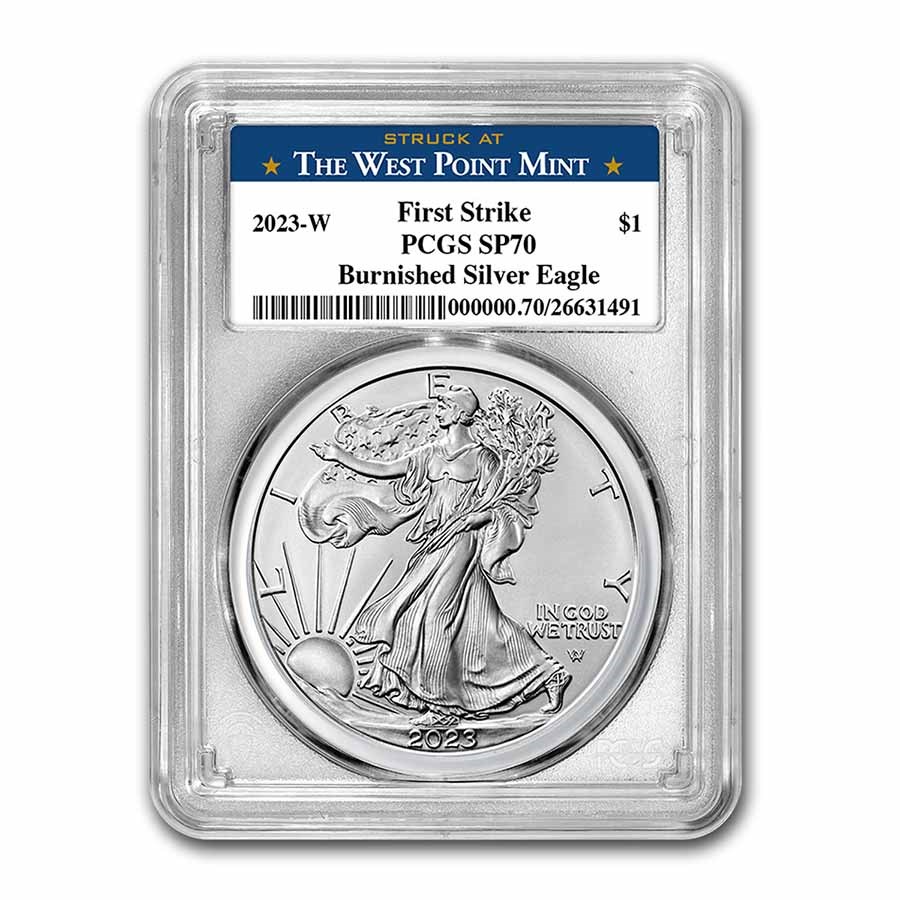 Buy 2023-W Burnished Silver Eagle SP-70 PCGS (FS, West Point Label) | APMEX