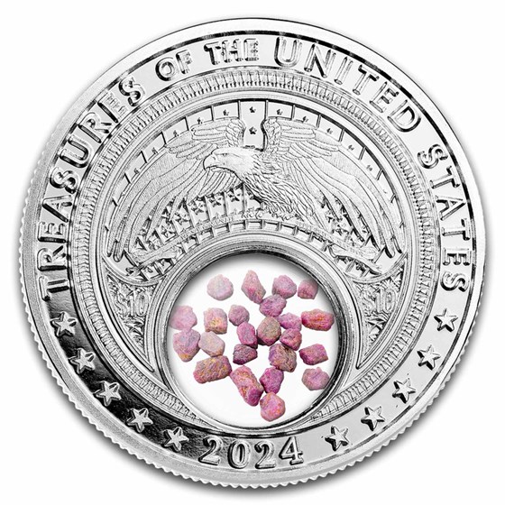2024 1 oz Silver Treasures of the U.S. Wyoming Ruby (Colorized)