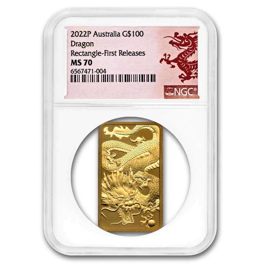 2024 Australia 1 oz Gold Dragon Rectangular MS-70 NGC FR