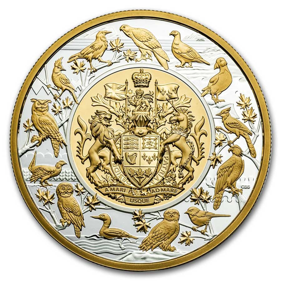 2024 Canada Silver $50 Heraldic Landscape: Birds of Canada