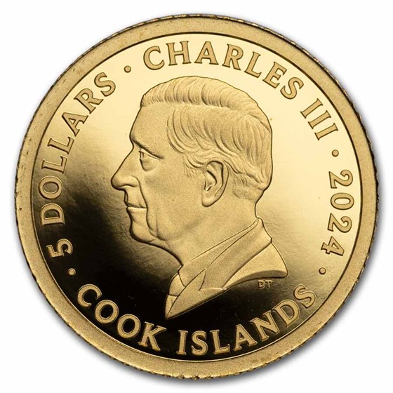 2024 Cook Islands 1/2 gram Gold Proof Mountains; K2