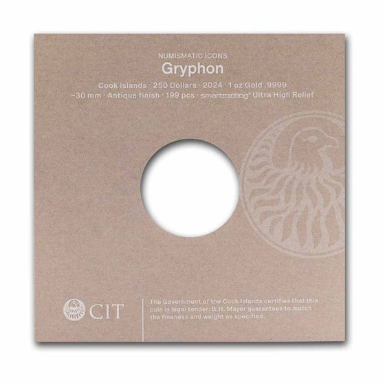 2024 Cook Islands 1 oz Gold Antique Gryphon (with Box & COA)