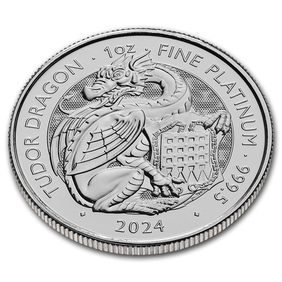 2024 GB 1 oz Platinum Royal Tudor Beasts Tudor Dragon BU Coin