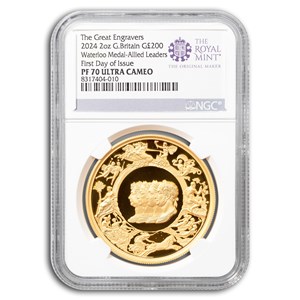 2024 Great Britain The Waterloo Medal 2 oz Gold PF-70 NGC (FDI)