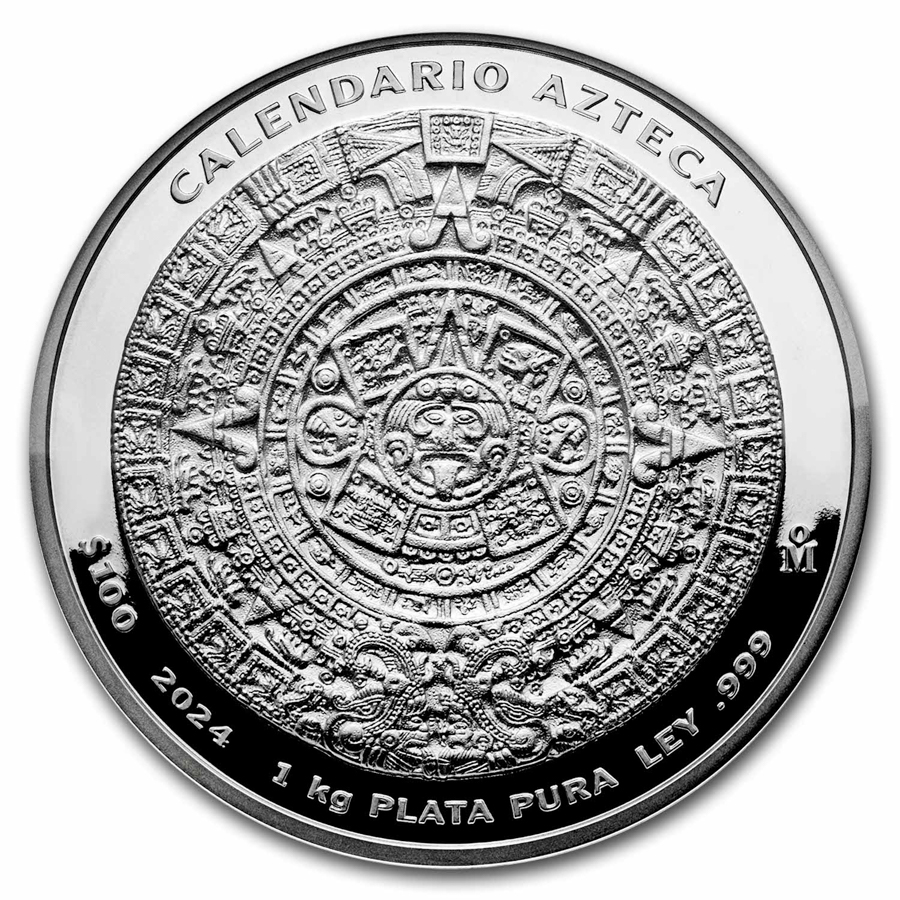APMEX - 2024 Mexico 1 kilo Silver Aztec Calendar PL-70 NGC (Coat of Arms)