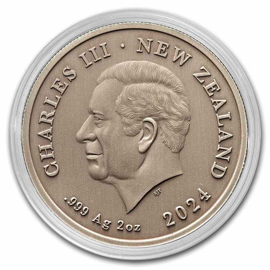 APMEX - 2024 New Zealand 2 oz Silver Colorized Dwelling Taniwha: Cave