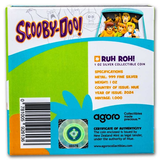 2024 Niue 1 oz Silver $2 Scooby Doo Ruh Roh!