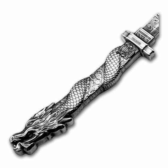 2024 Rep.of Chad 2 oz Silver Katana Sword Shaped Coin (Dmg Cap.)