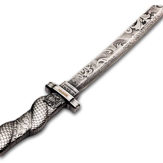 2024 Rep.of Chad 2 oz Silver Katana Sword Shaped Coin