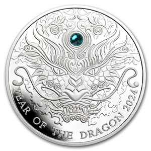 2024 Republic of Ghana 1/2 oz Silver Year of the Dragon-Abrasion