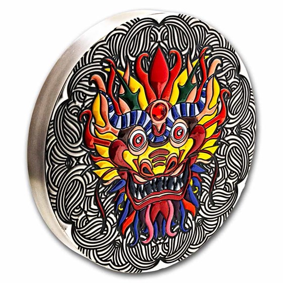 2024 Republic of Ghana 1 kilo Silver Mandala Collection: Dragon