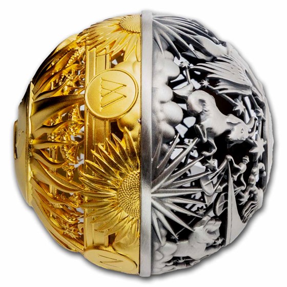2024 Samoa 2 oz Silver Sun & Moon Filigree Spherical Coin