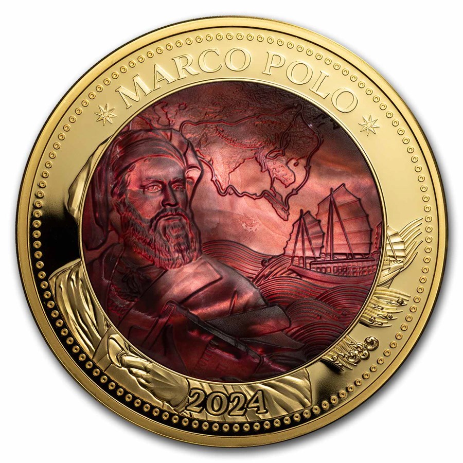 2024 Solomon Island 5 oz Gold Mother of Pearl: Marco Polo