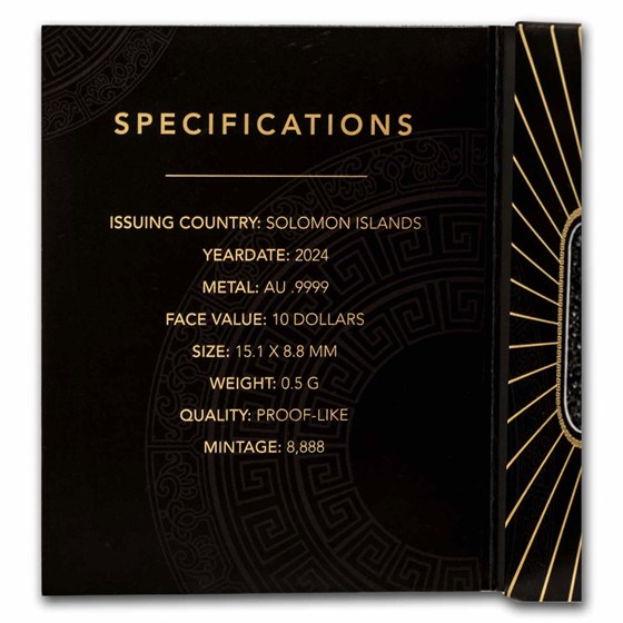 2024 Solomon Islands 1/2 Gram Gold Lunar Fan-Shaped: Monkey