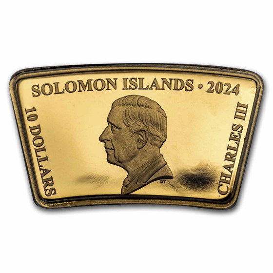 2024 Solomon Islands 1/2 Gram Gold Lunar Fan-Shaped: Monkey