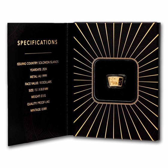 2024 Solomon Islands 1/2 Gram Gold Lunar Fan-Shaped: Rat