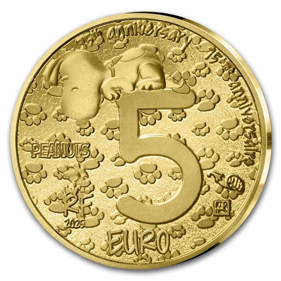 2025 1/2 gram Proof Gold €5 Snoopy 75 Years of Peanuts