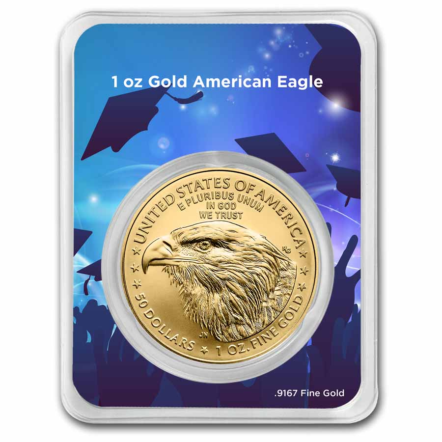 APMEX - 2025 1 oz Gold Eagle - w/Celebrate Graduate Card, In TEP