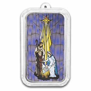 2024 1 oz Silver Colorized Bar - Christmas Star Nativity Scene