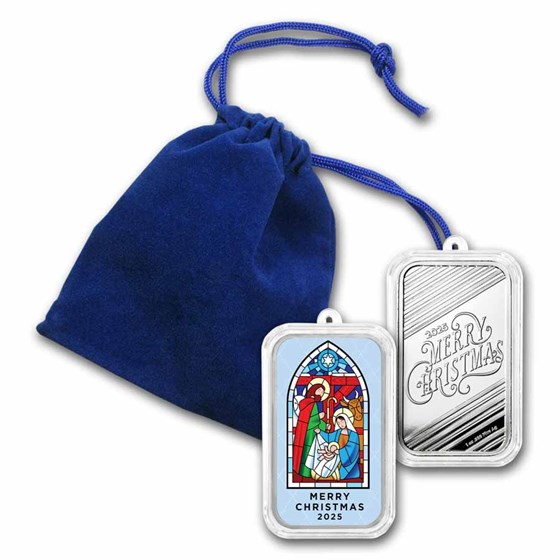 Buy 1 oz Silver Colorized Stained Glass Nativity Bar | APMEX