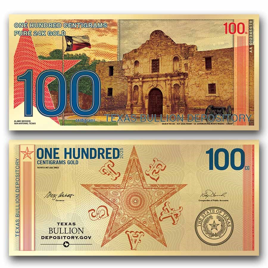 Buy 2025 100 Centigram Gold Aurum Texas The Alamo | APMEX